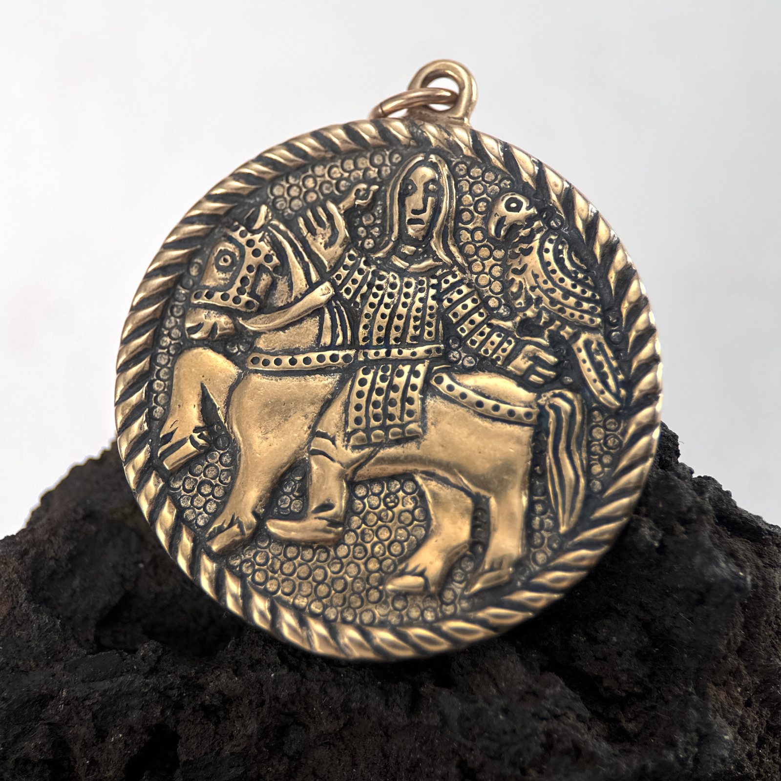 MEDIEVAL FALCONER Moravia Magna Bronze Pendant Wulflund