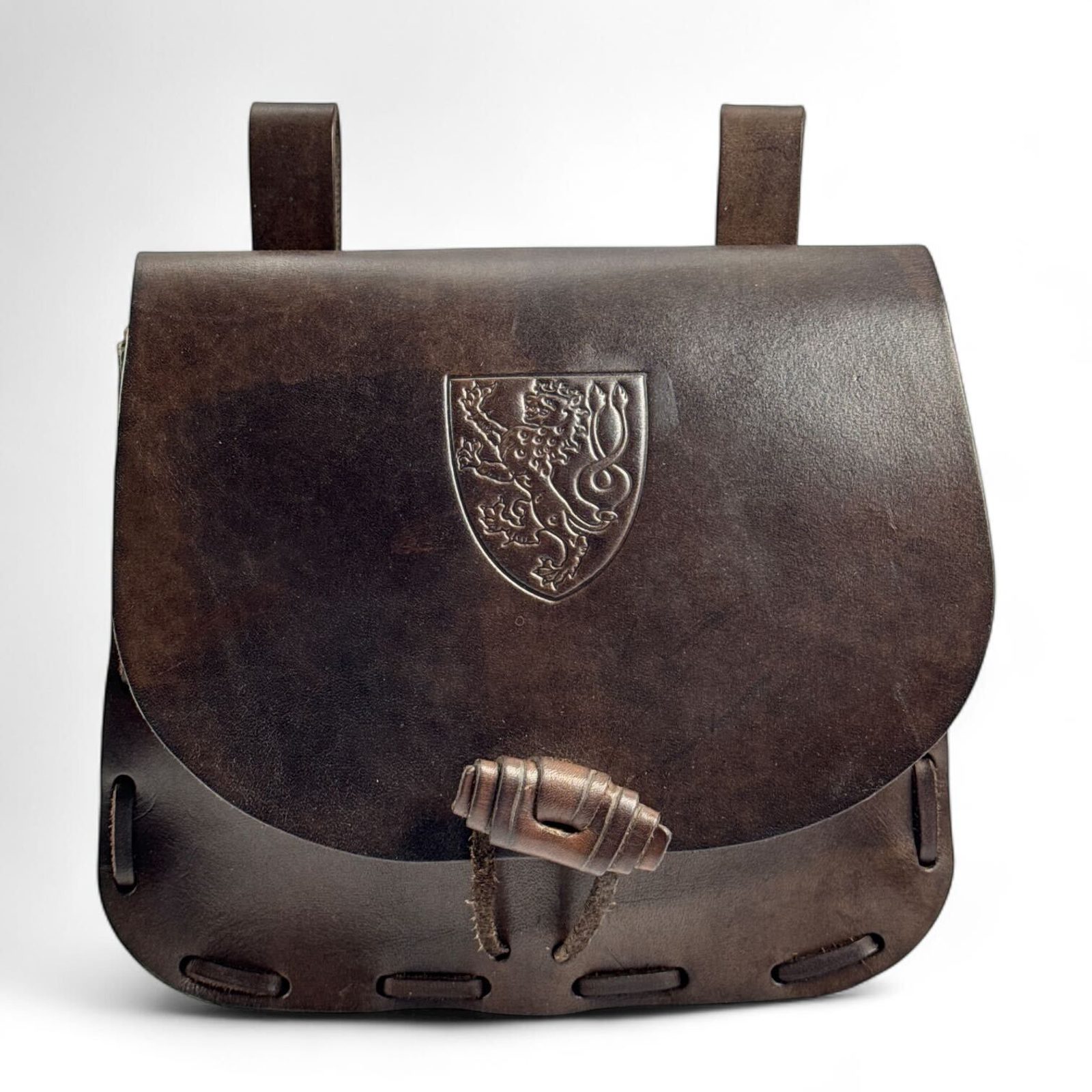 Leather medieval satchel with coat of arms - Bohemia Wulflund