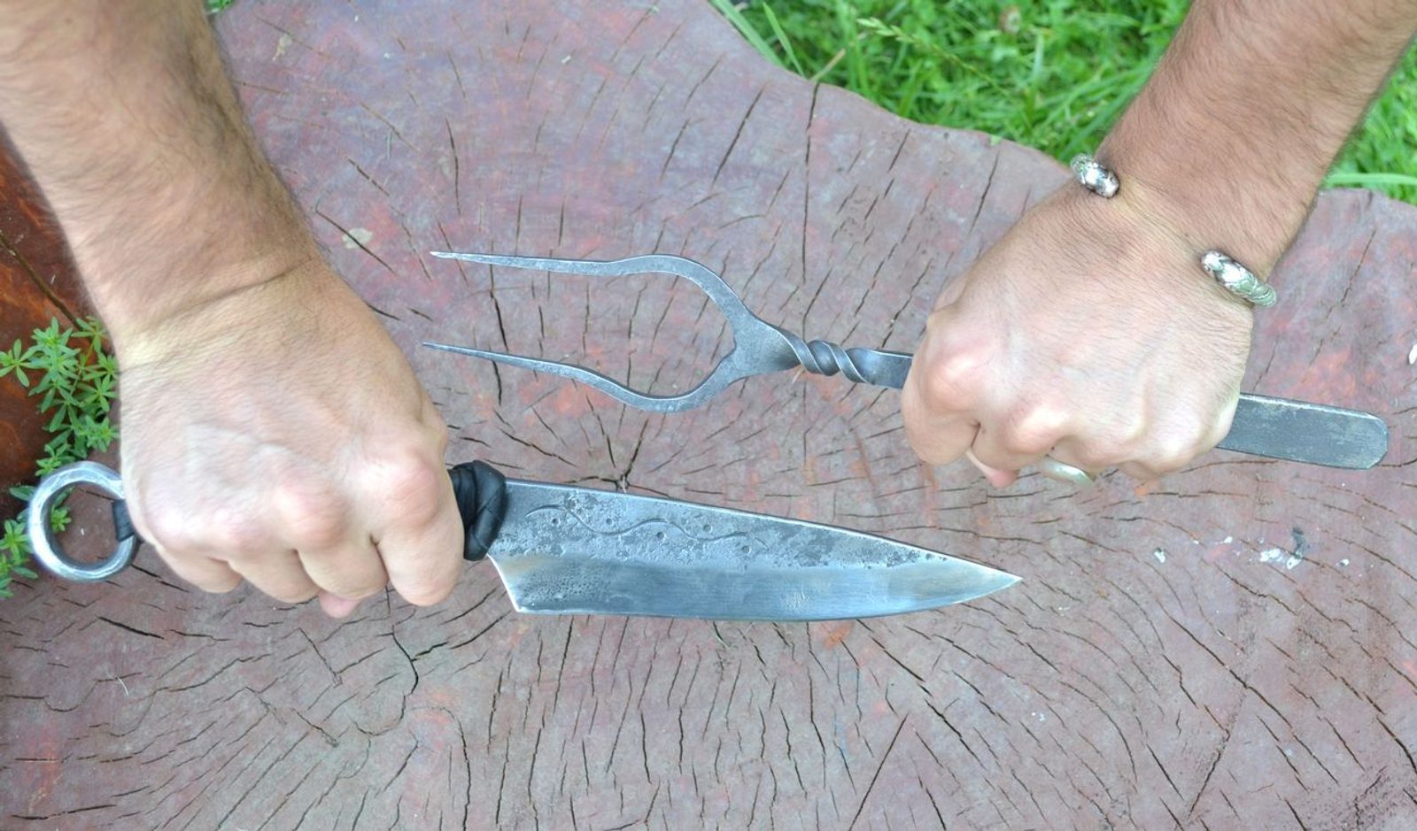 CELTIC FORGED KNIFE and a FORK, replica Wulflund