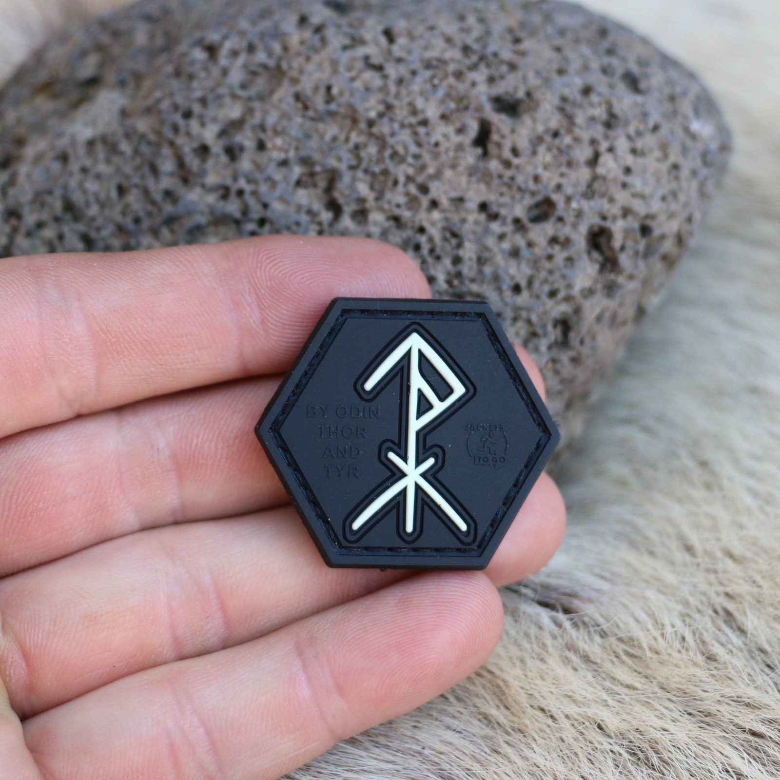 Protection Rune Patch, Protected by Odin, Thor, Tyr, 3D Rubber Wulflund