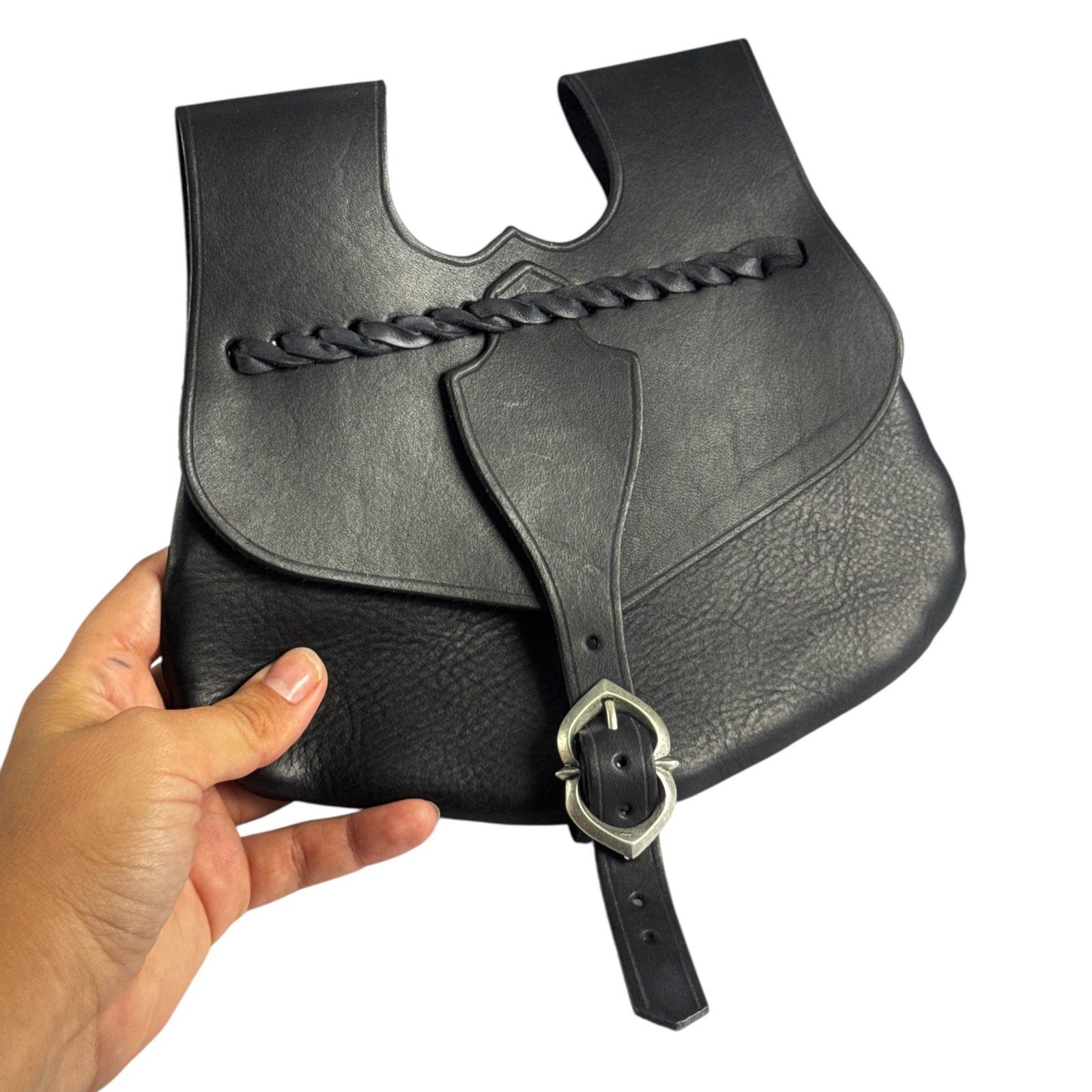 Medieval Leather Bag 13th - 15th Century black Wulflund