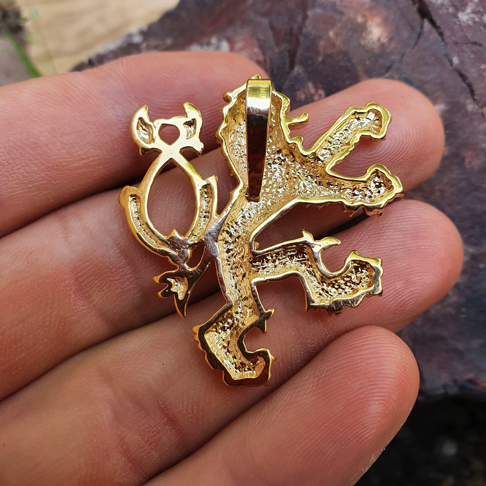DOUBLE-TAILED LION, symbol of Bohemia Gold plated Wulflund