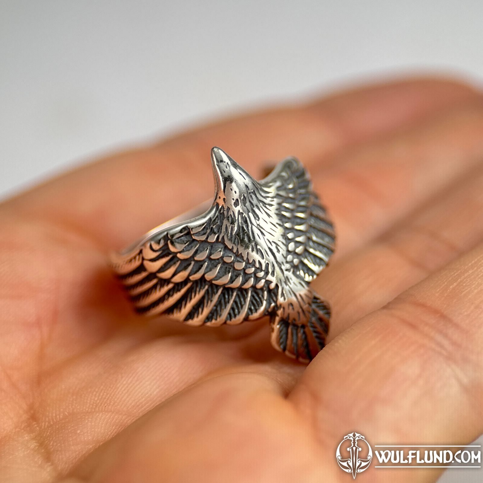 CORVUS, raven, silver ring Drakkaria Rings Silver jewellery Wulflund