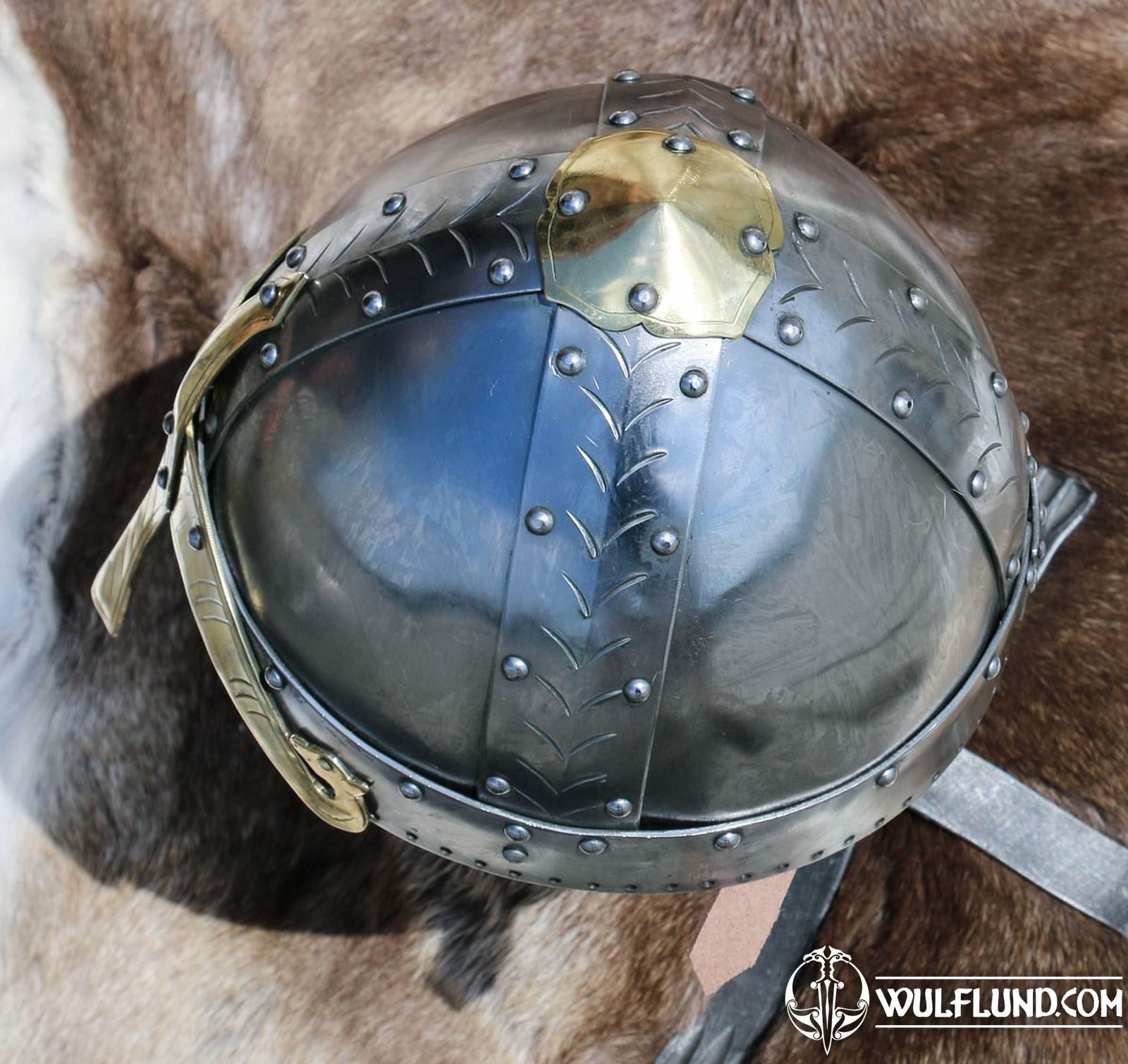 NORMAN HELMET with nasal, brass, de luxe 2mm Viking Helmets Helmets ...