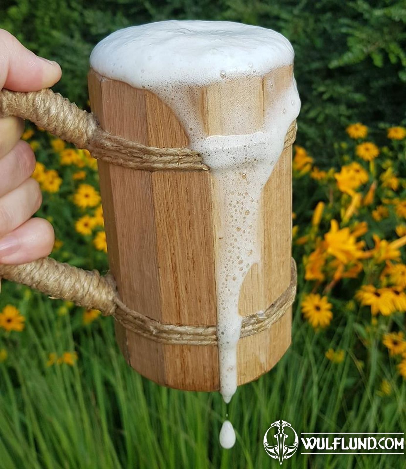 Wooden Tankard, oak Drakkaria Historical dining Feasting Wulflund