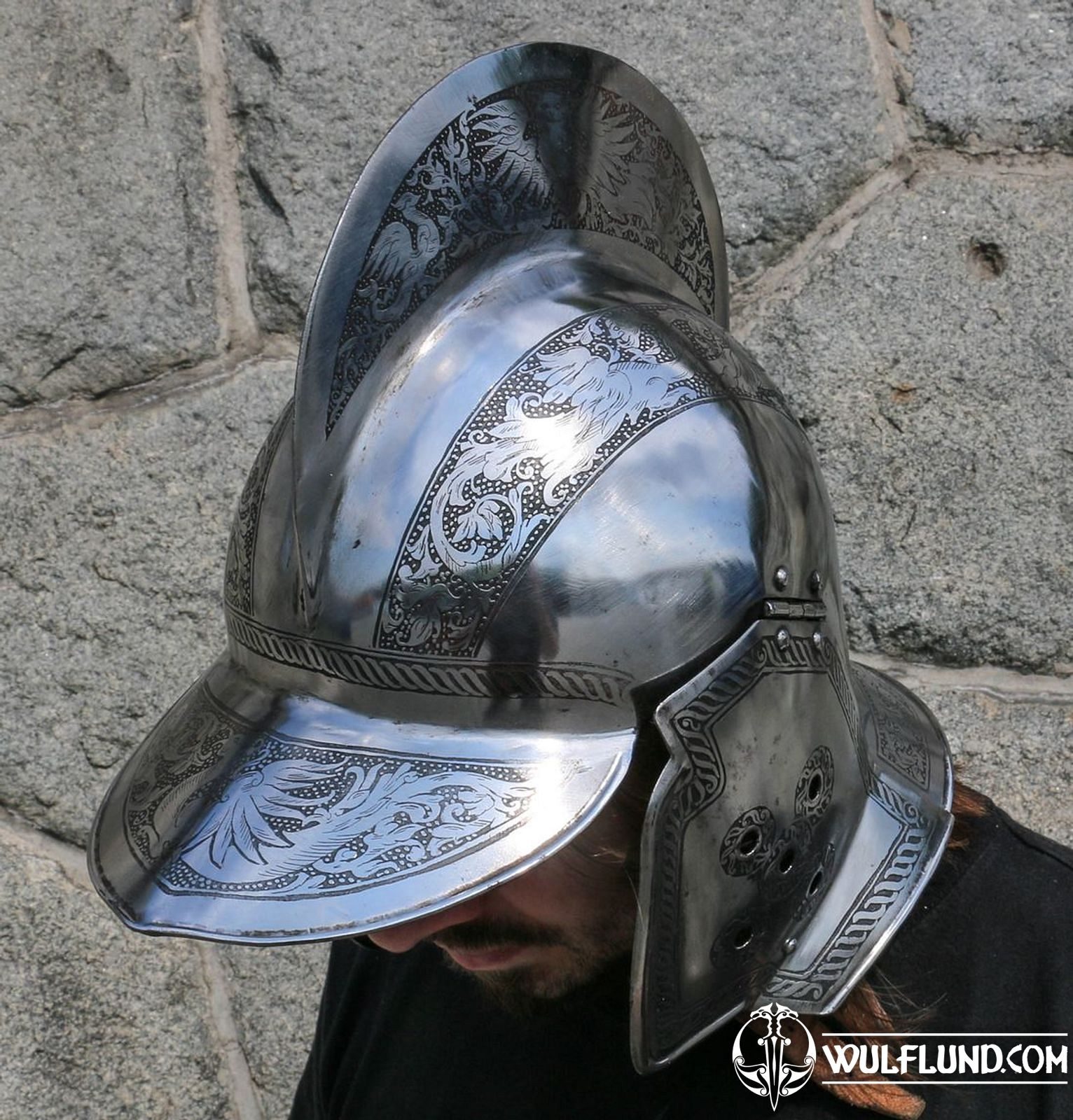 Burgonet, etched helmet other helmets Helmets, Armour Wulflund
