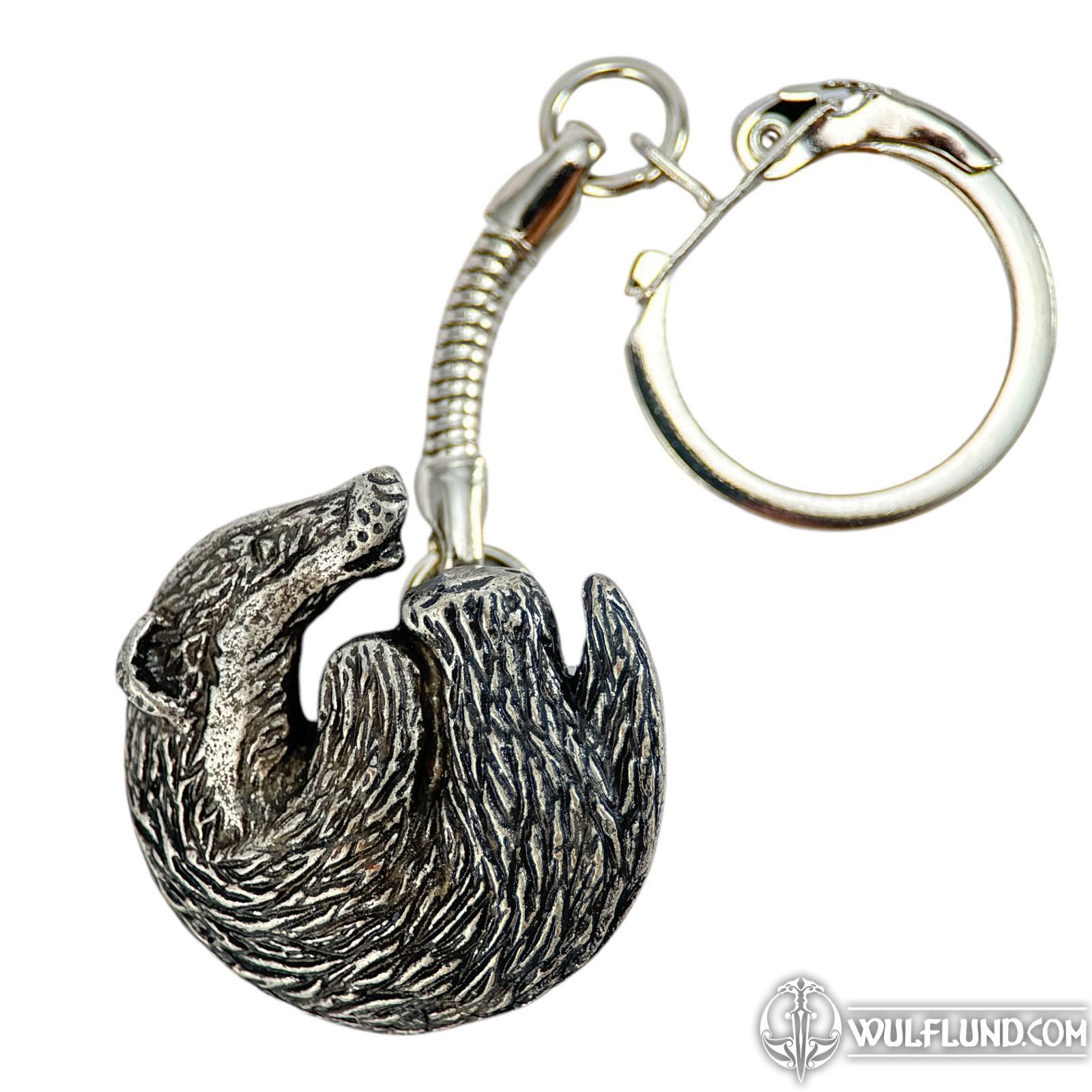 Badger key ring, zinc antique silver Drakkaria keychains Jewellery Wulflund