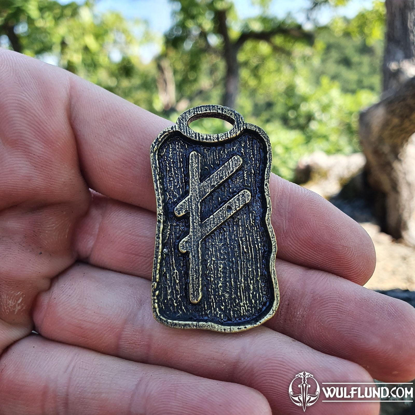 FEHU - Futhark, zinc pendant antique brass Drakkaria rune pendants ...