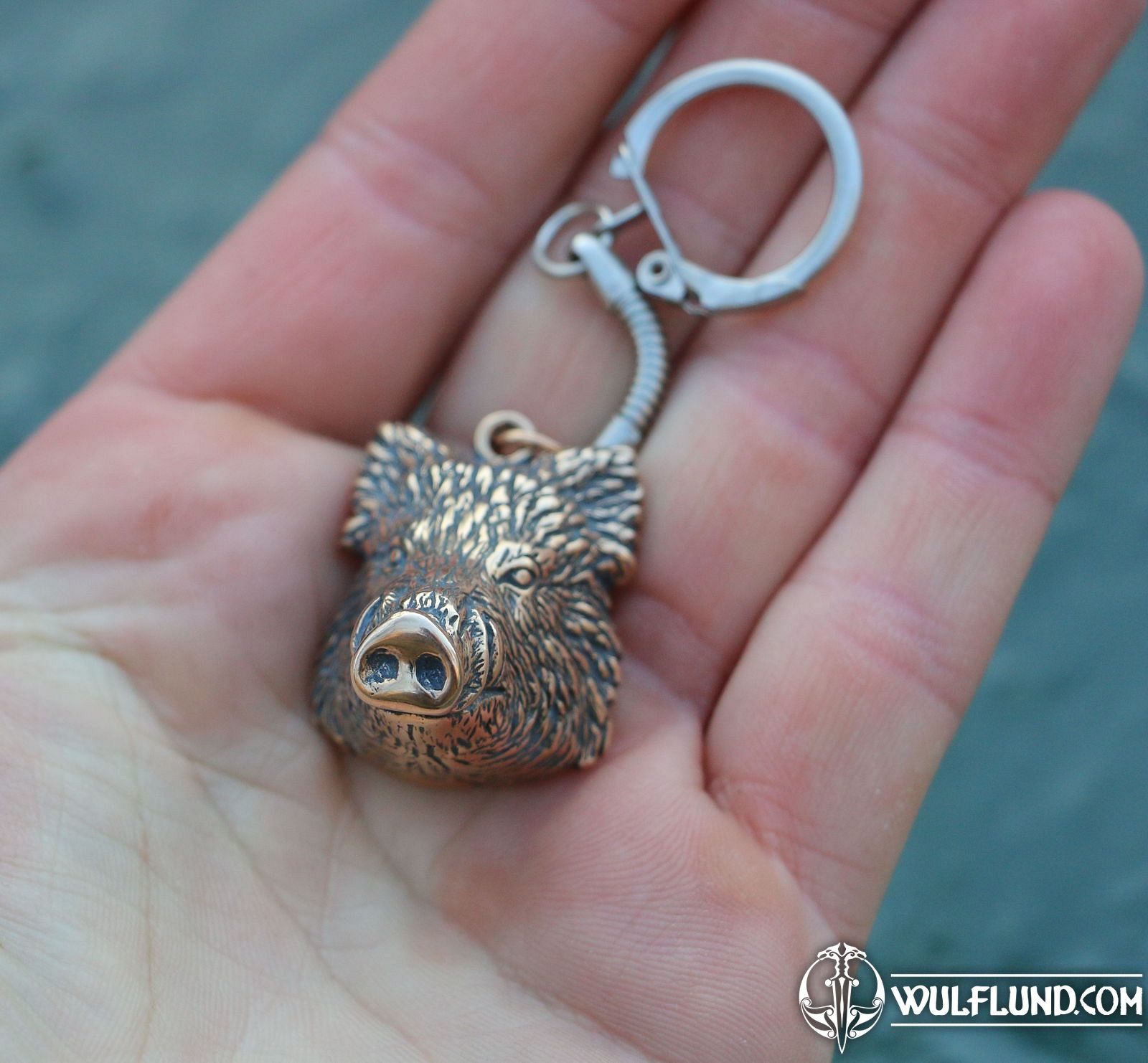 WILD BOAR - Boar, massive boar's head bronze, key ring Drakkaria ...