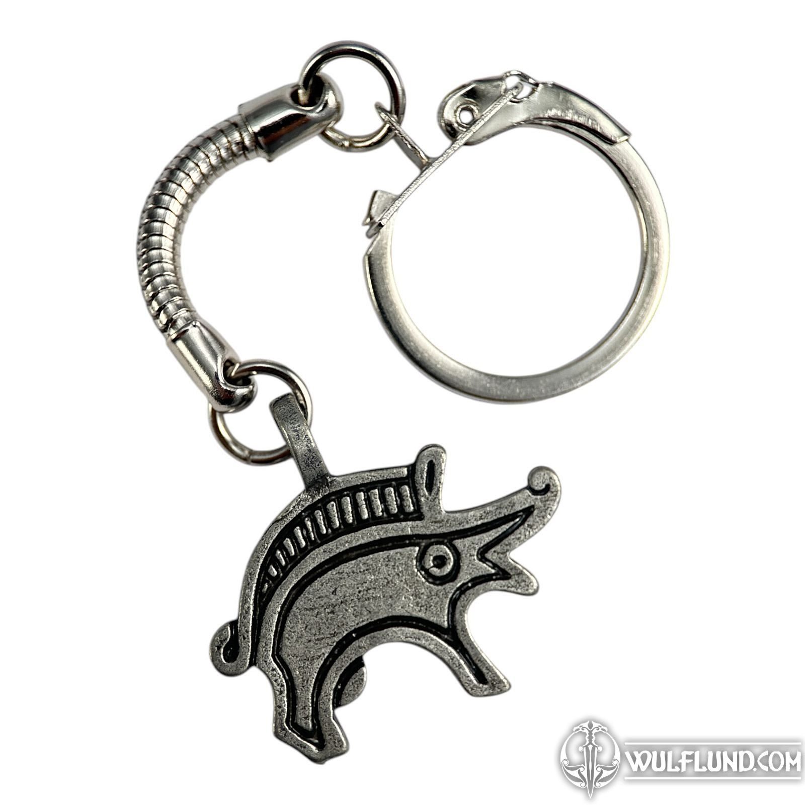 Boar keychain, zinc antique silver, Germans Drakkaria keychains ...