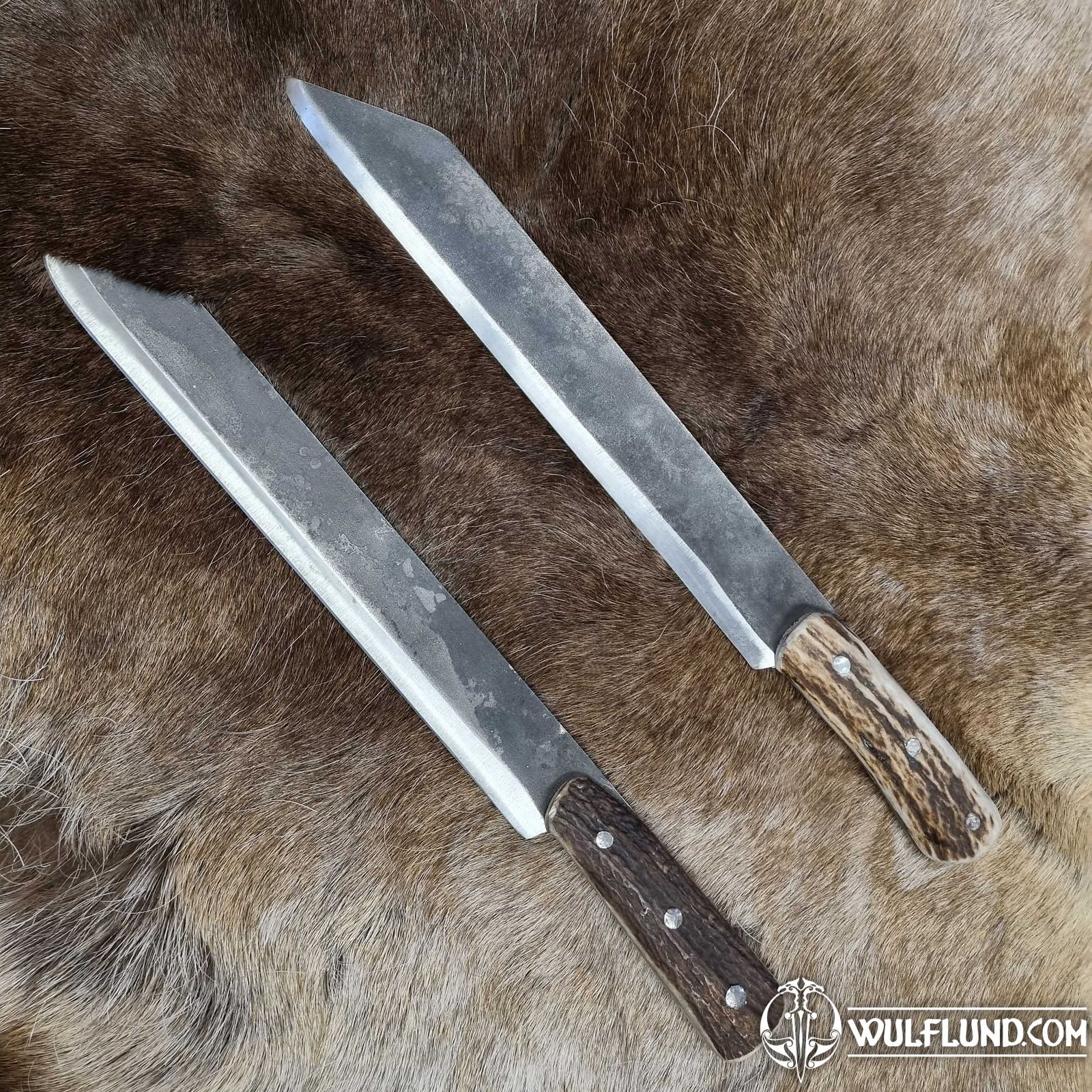 SEAX, hand forged long knife, antler Wulflund