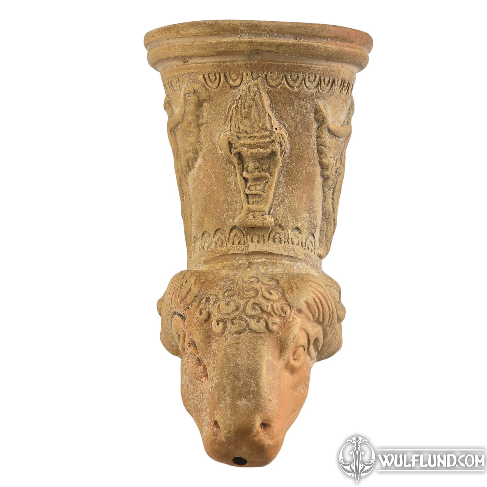 RHYTON - ancient ritual vessel, ram historical ceramics Feasting Wulflund