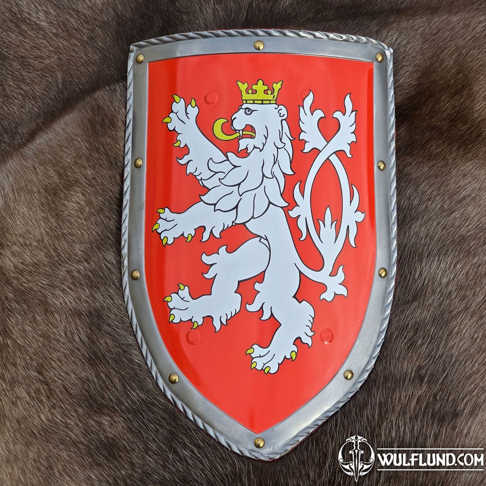 MEDIEVAL SHIELD - Bohemian lion, metal, handmade Decorative and painted ...