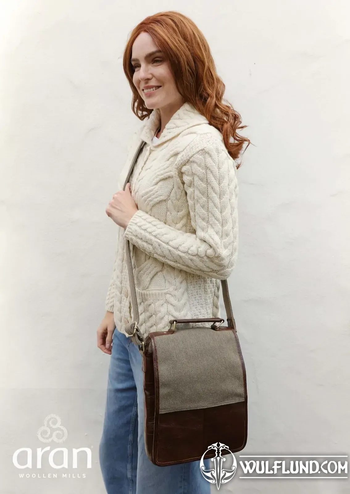 Irish Tweed Leather Bag by Aran Woollen Mills Woolen Handbags & Bags ...