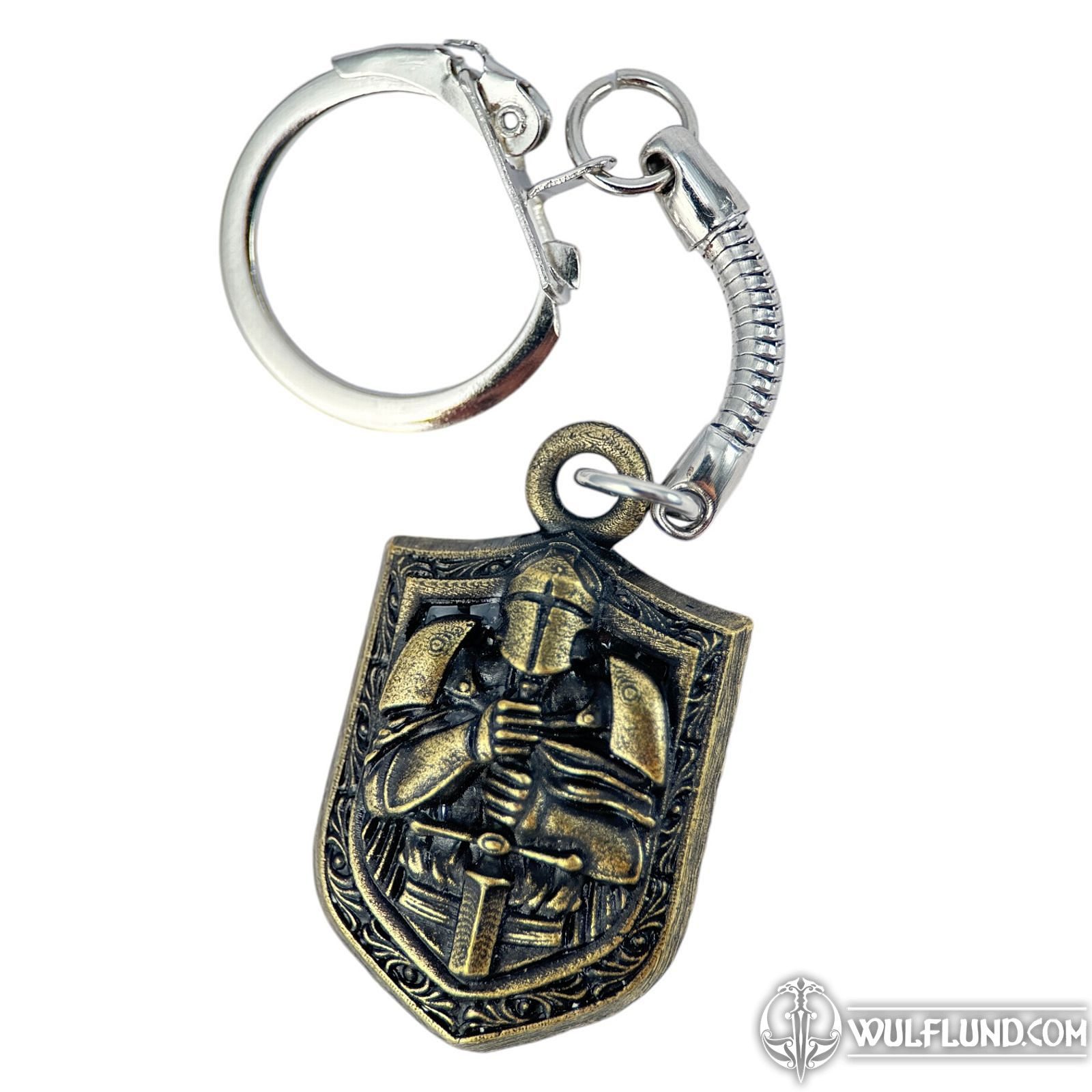 Knight in armour key ring, zinc old brass Drakkaria keychains Jewellery ...