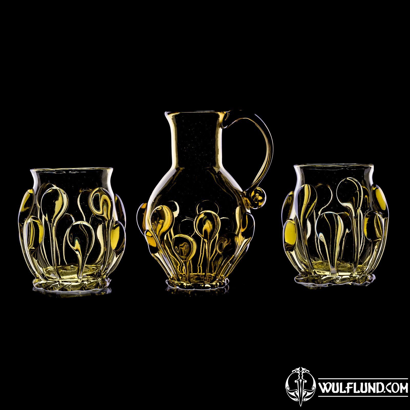 BOHEMIA - JUG, Bohemian Medieval Green Glass Milaglass historical glass ...