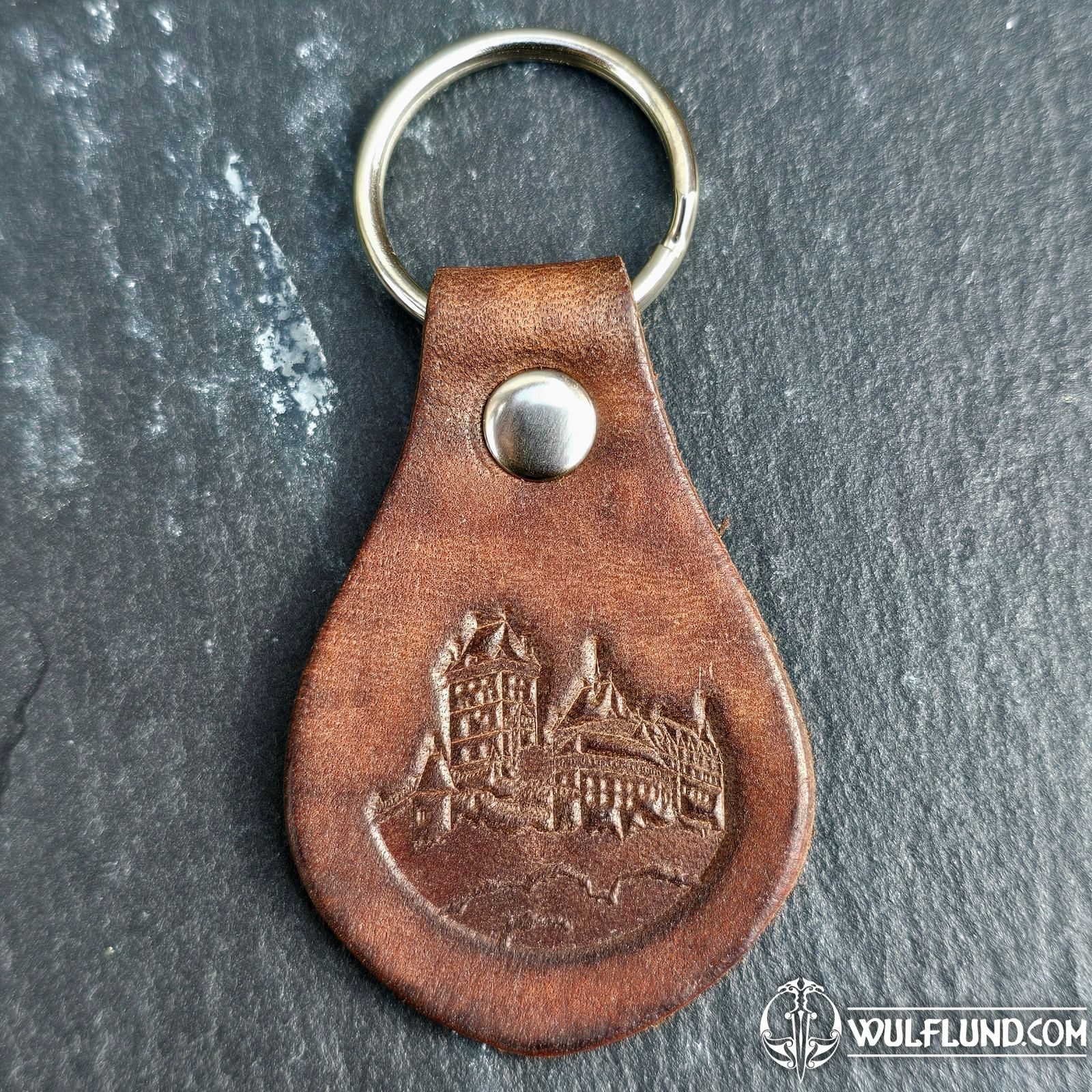 MEDIEVAL CASTLE, key ring, leather Drakkaria Leather keychains Leather ...