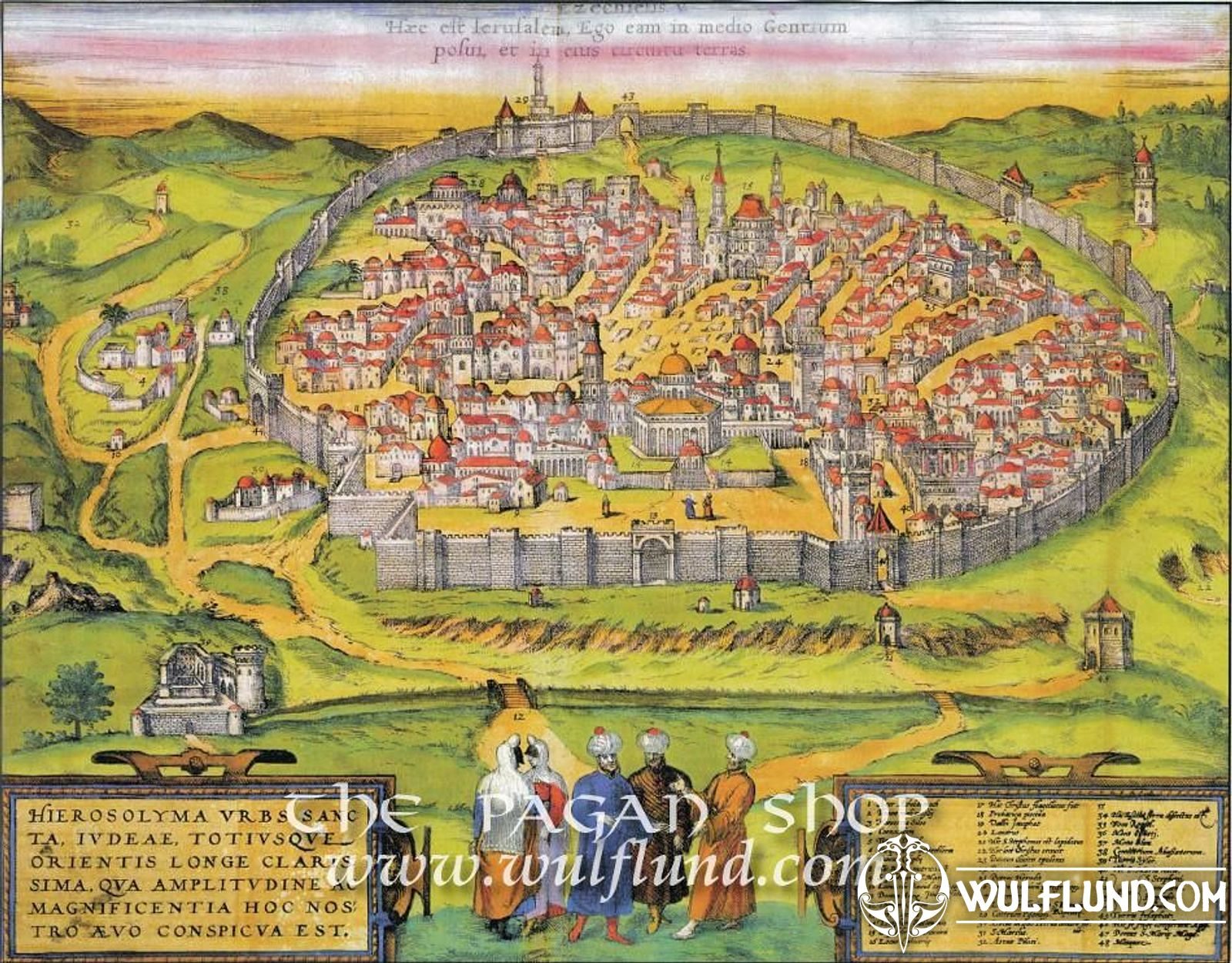 JERUSALEM, historical map, replica posters, postcards - pagan art wall ...