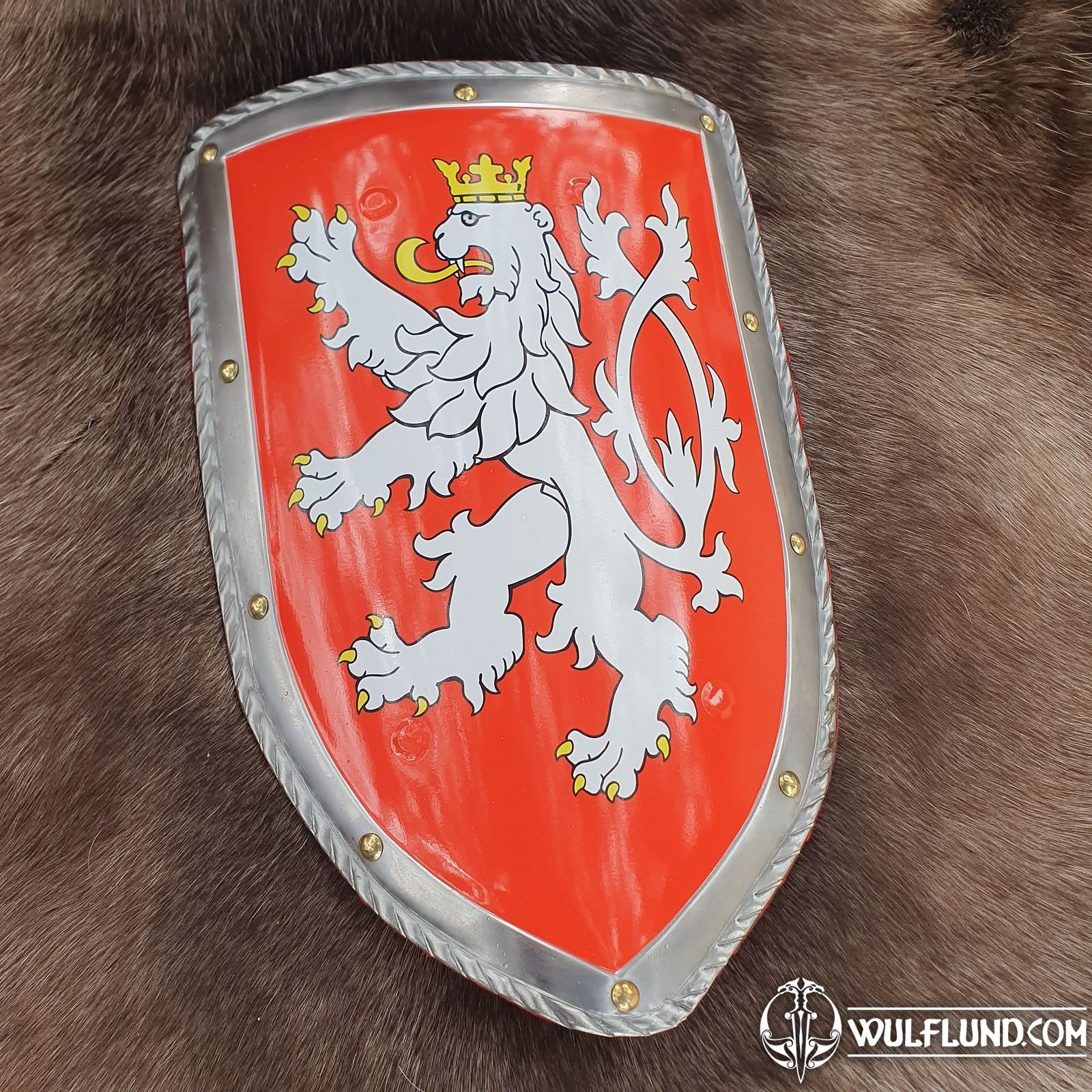 MEDIEVAL SHIELD - Bohemian lion, metal, handmade Decorative and painted ...