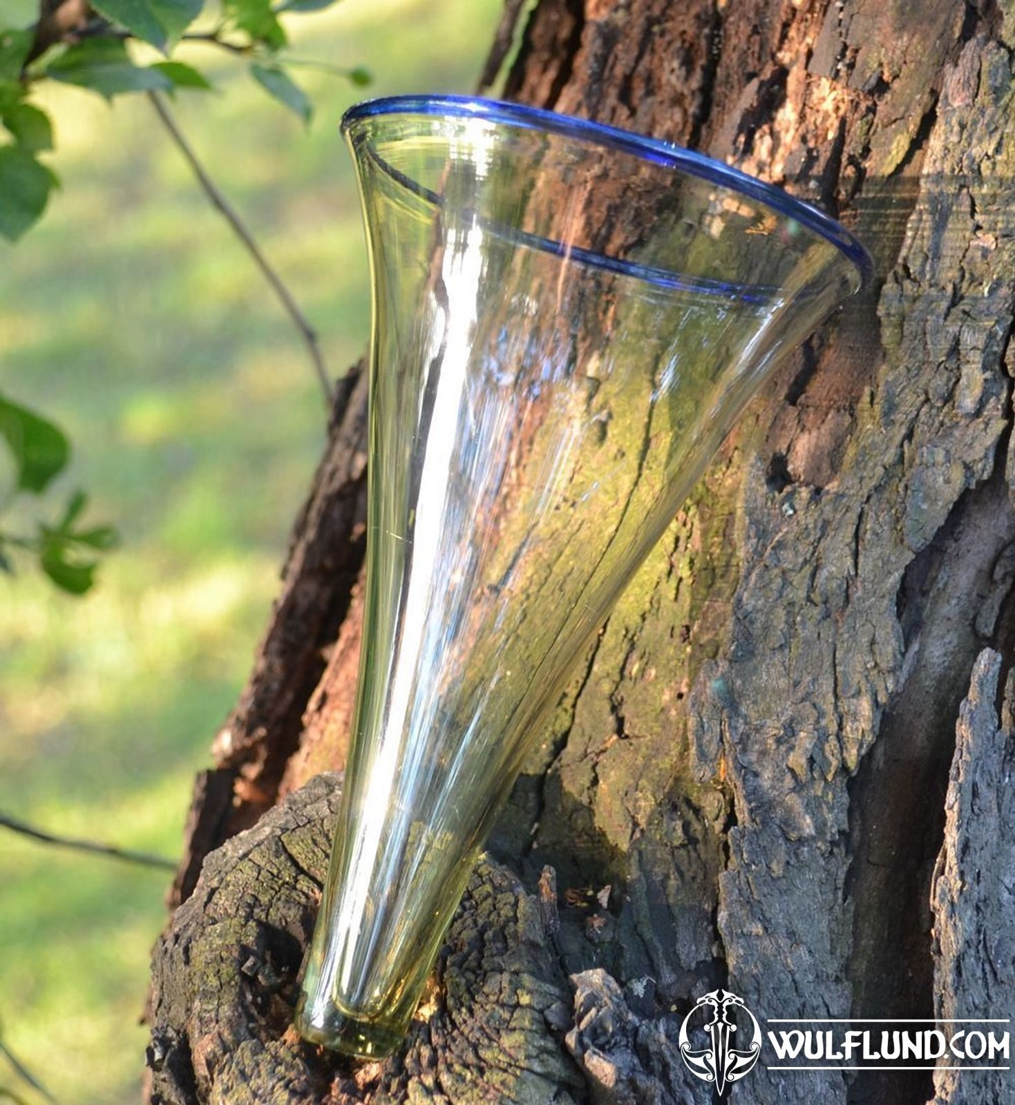 VIKING CONE BEAKER, glass with forged iron stand Wulflund