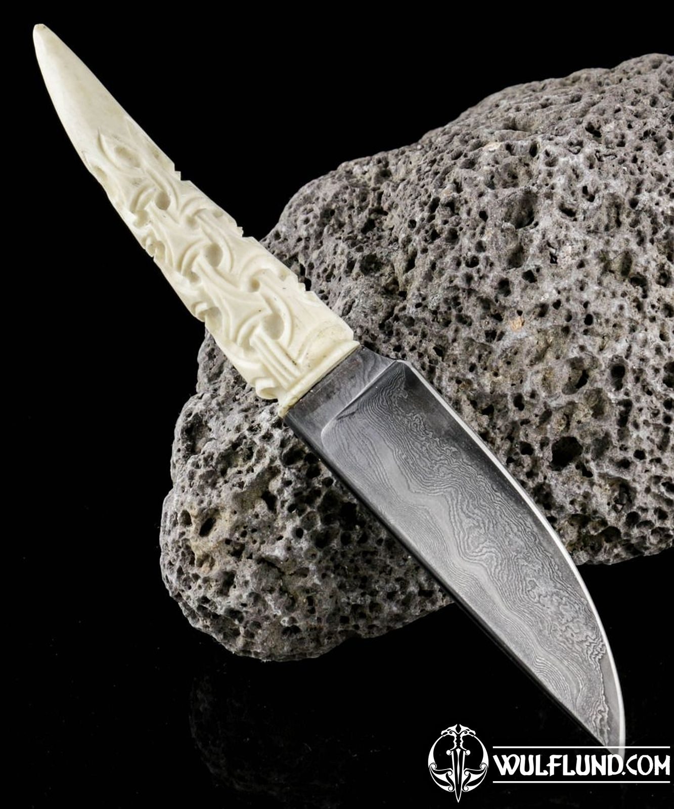 FLÓKI, Viking Knife, antler, damascus steel Drakkaria Historical knives ...
