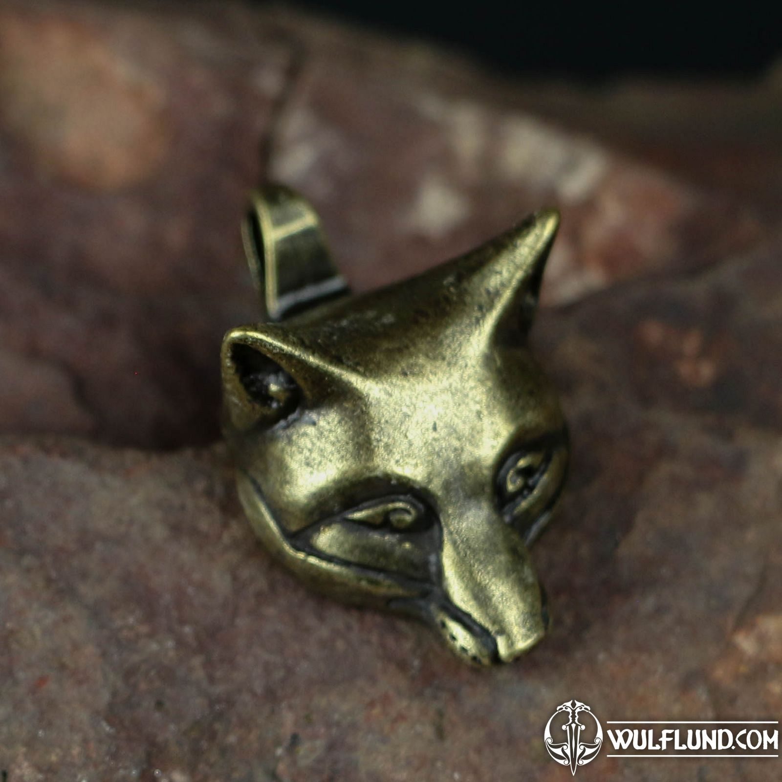 Celtic Fox, head, pendant, zinc, antique brass Drakkaria Animal ...