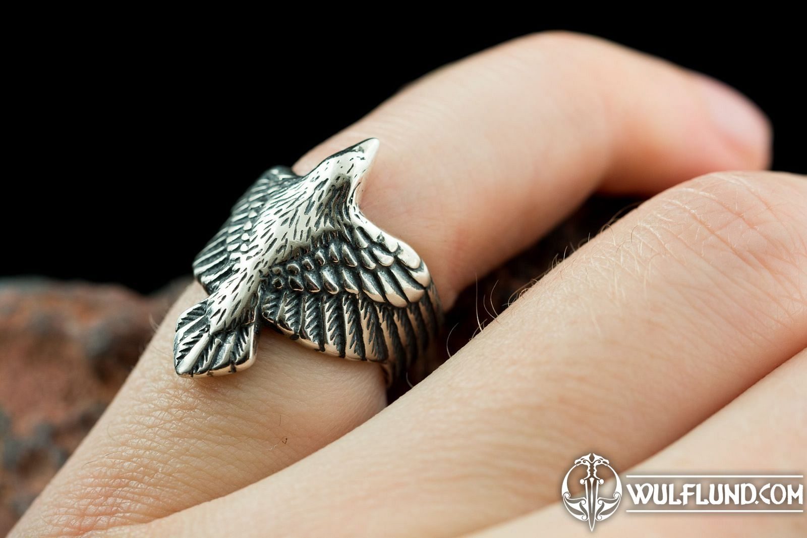 CORVUS, raven, silver ring Drakkaria Rings Silver jewellery Wulflund