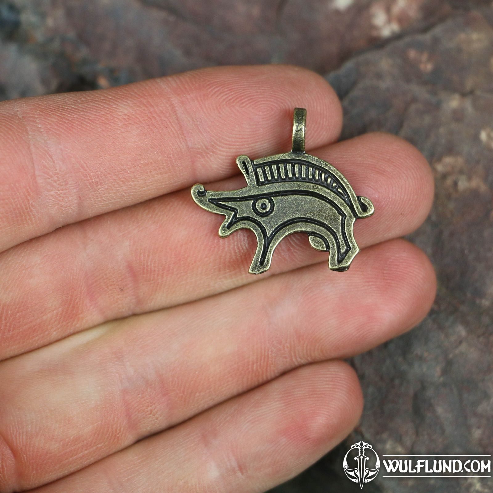 GERMANIC BOAR, pendant, zinc, antique brass Drakkaria All pendants, our ...