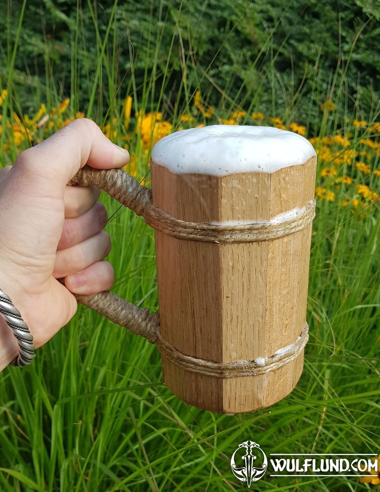 Wooden Tankard, oak Drakkaria Historical dining Feasting Wulflund