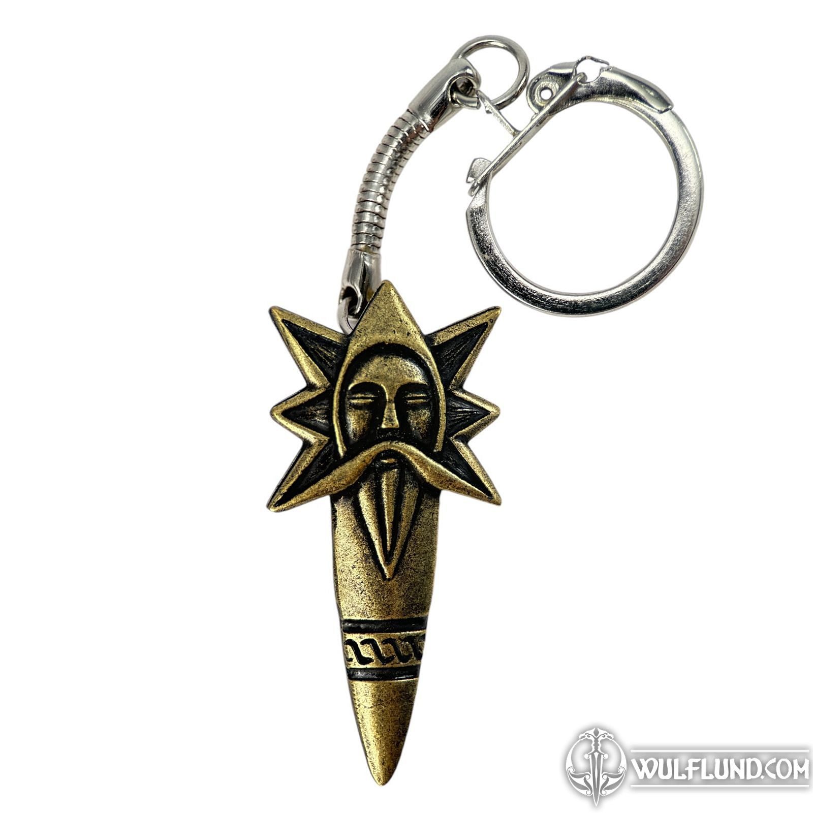 Perun key ring, zinc old brass Drakkaria keychains Jewellery Wulflund