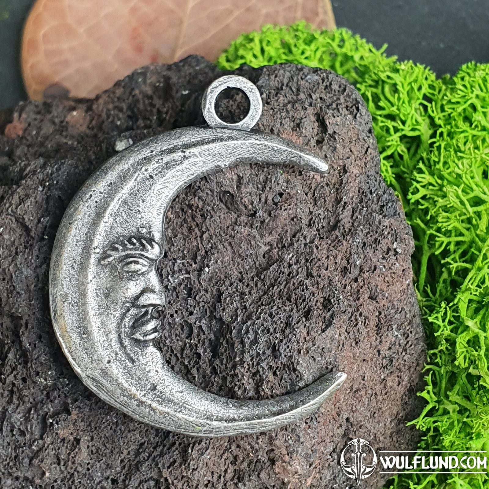 CRESCENT MOON with face, amulet, zinc Drakkaria All pendants, our ...