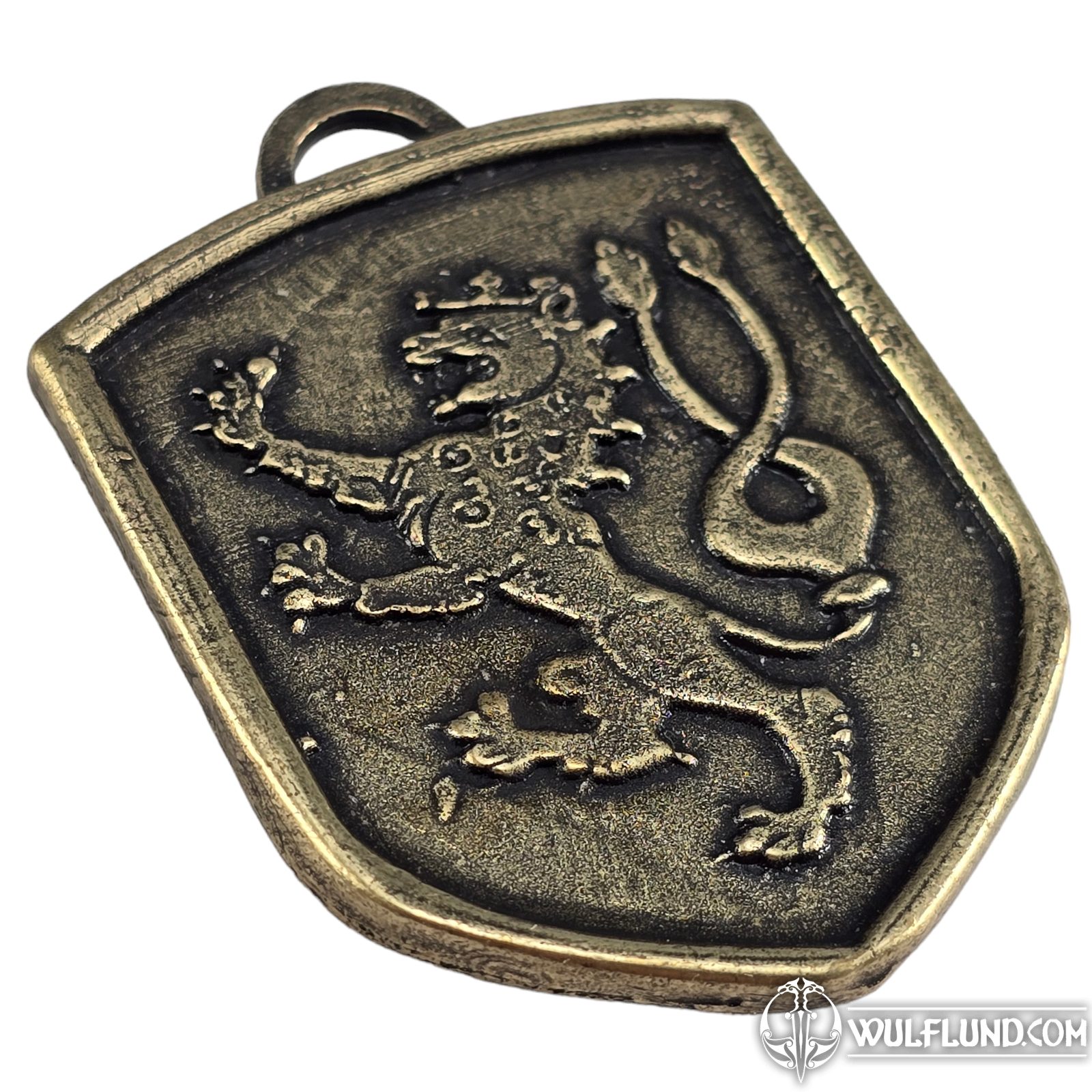 CZECH LION, medieval coat of arms in shield, zinc, old brass Drakkaria ...