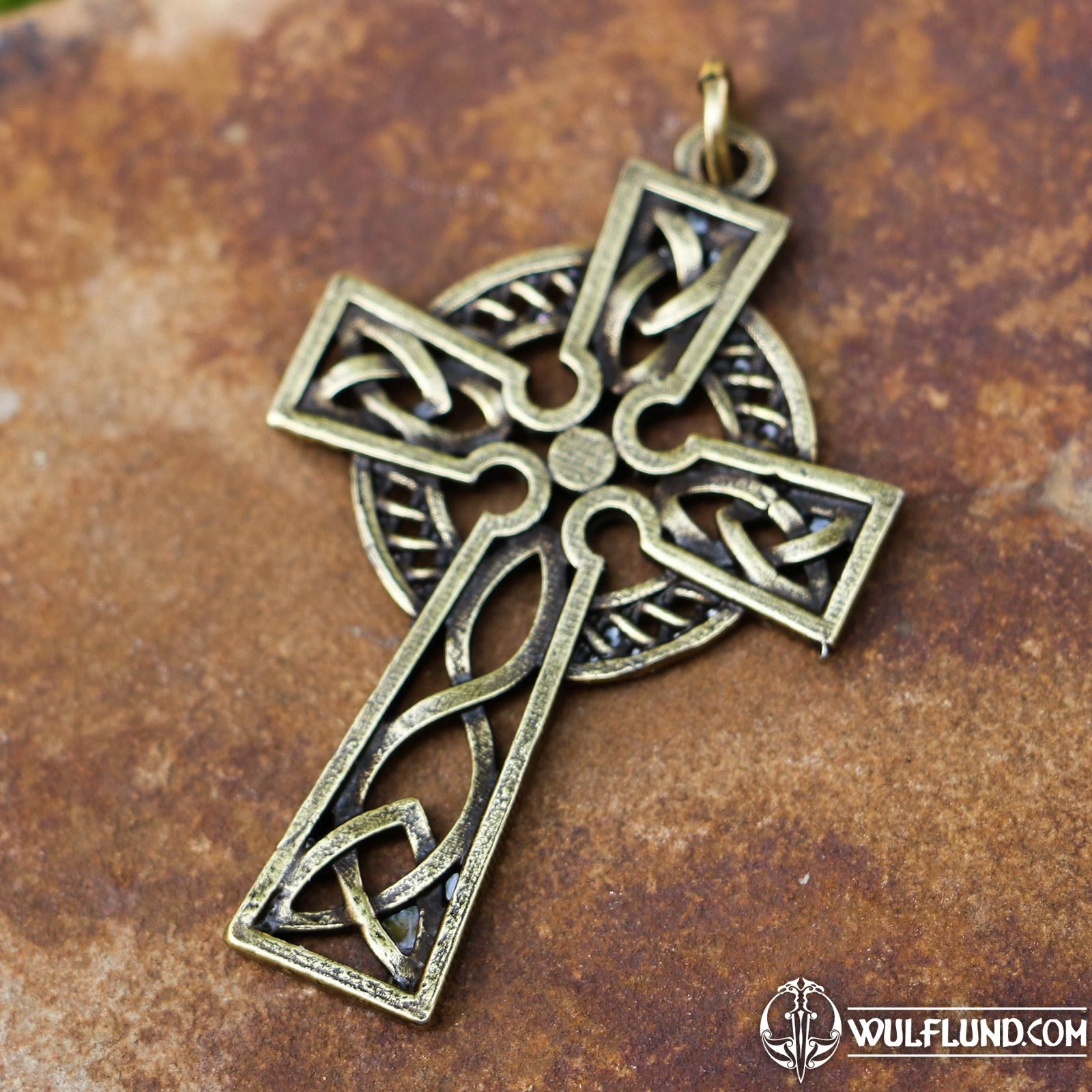 CELTIC CROSS AMULET, zinc alloy ant.brass Drakkaria celtic pendants ...