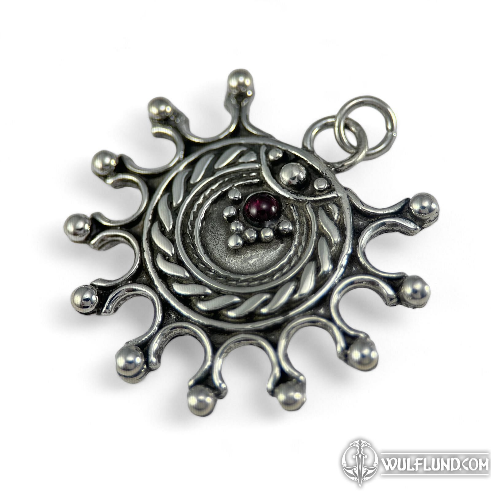 DEVANA, Slavic solar pendant, silver - garnet Drakkaria pendants Silver ...