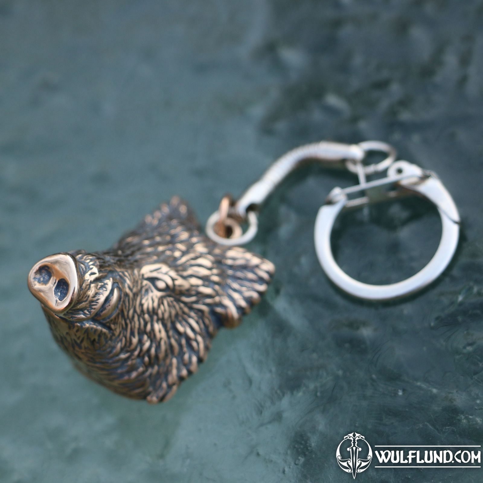 WILD BOAR - Boar, massive boar's head bronze, key ring Drakkaria ...