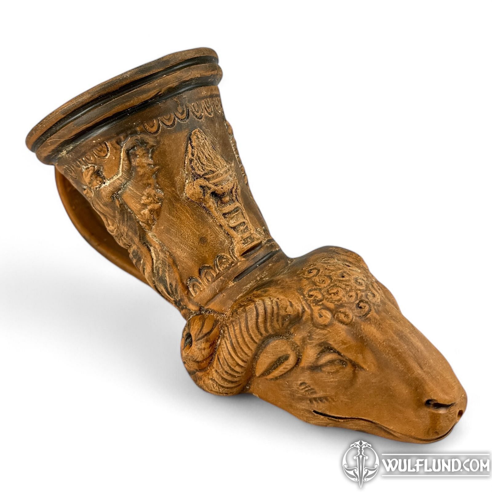 RHYTON - ancient ritual vessel, ram historical ceramics Feasting Wulflund