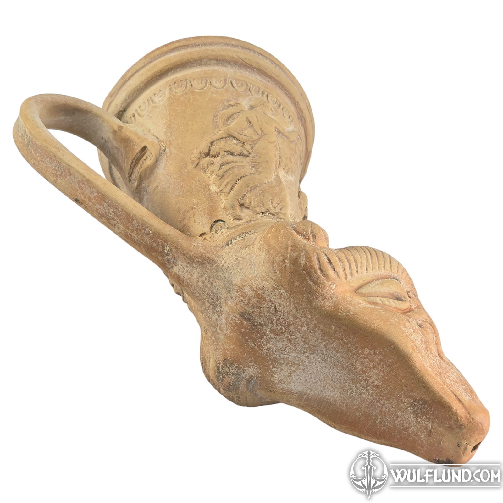 RHYTON - ancient ritual vessel, ram historical ceramics Feasting Wulflund