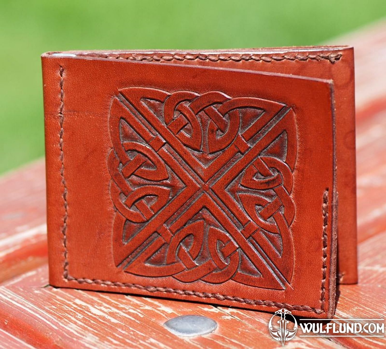 BROWN WALLET with hand carved CELTIC KNOT Leather Wallets Leather ...