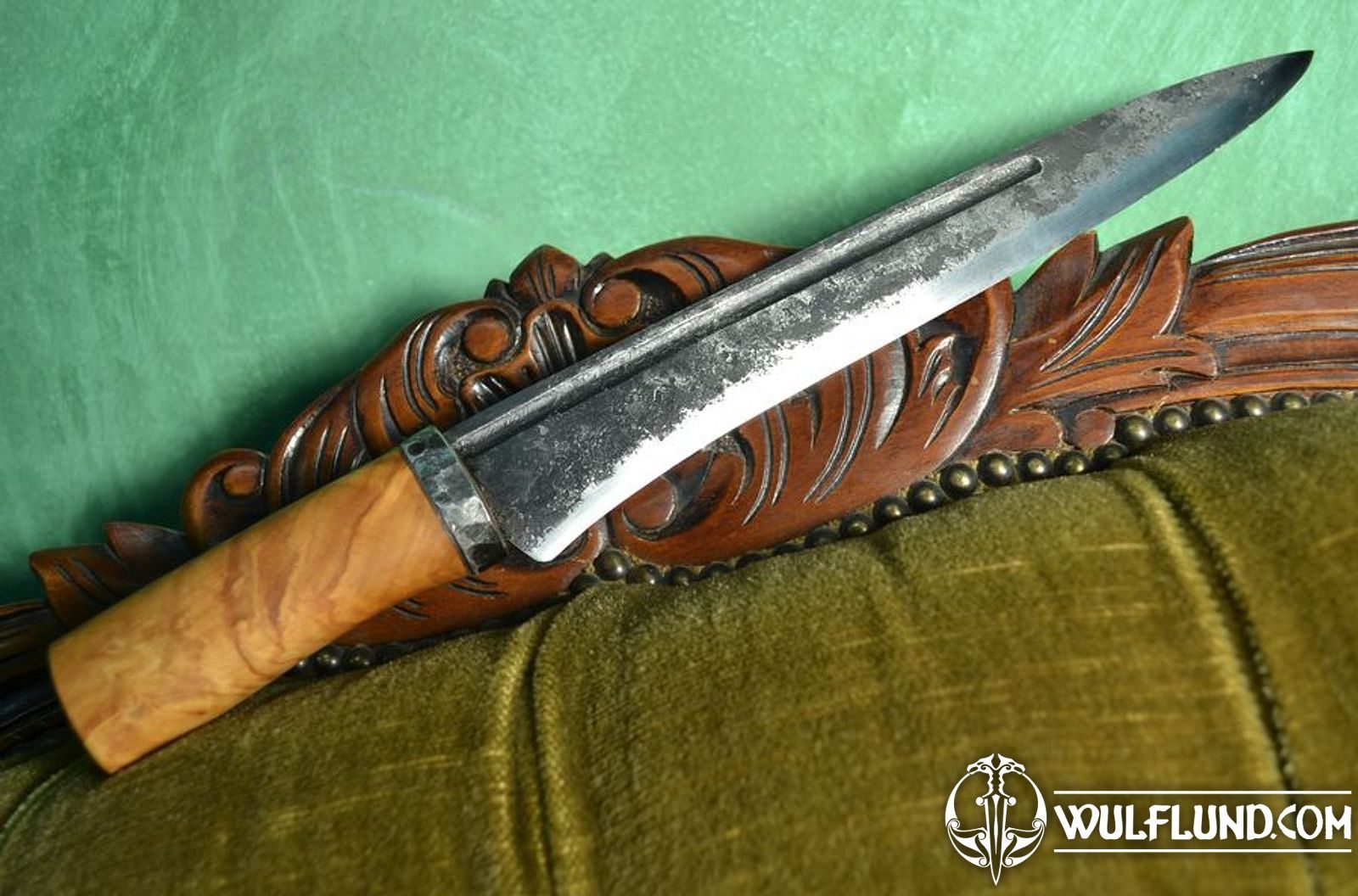 Couteau long forgé, bouleau finlandais Drakkaria Couteaux historiques ...