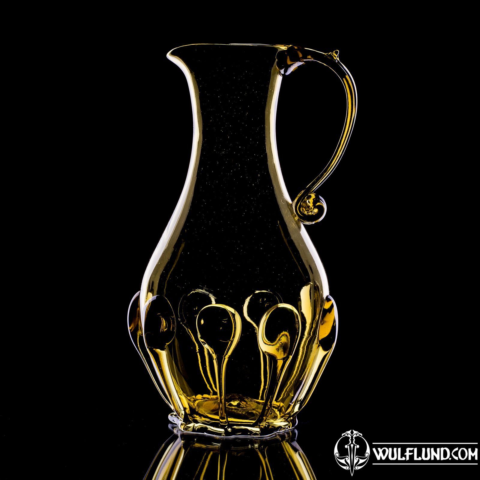 PERCHTA - JUG, Bohemian Medieval Green Glass Drakkaria historical glass ...