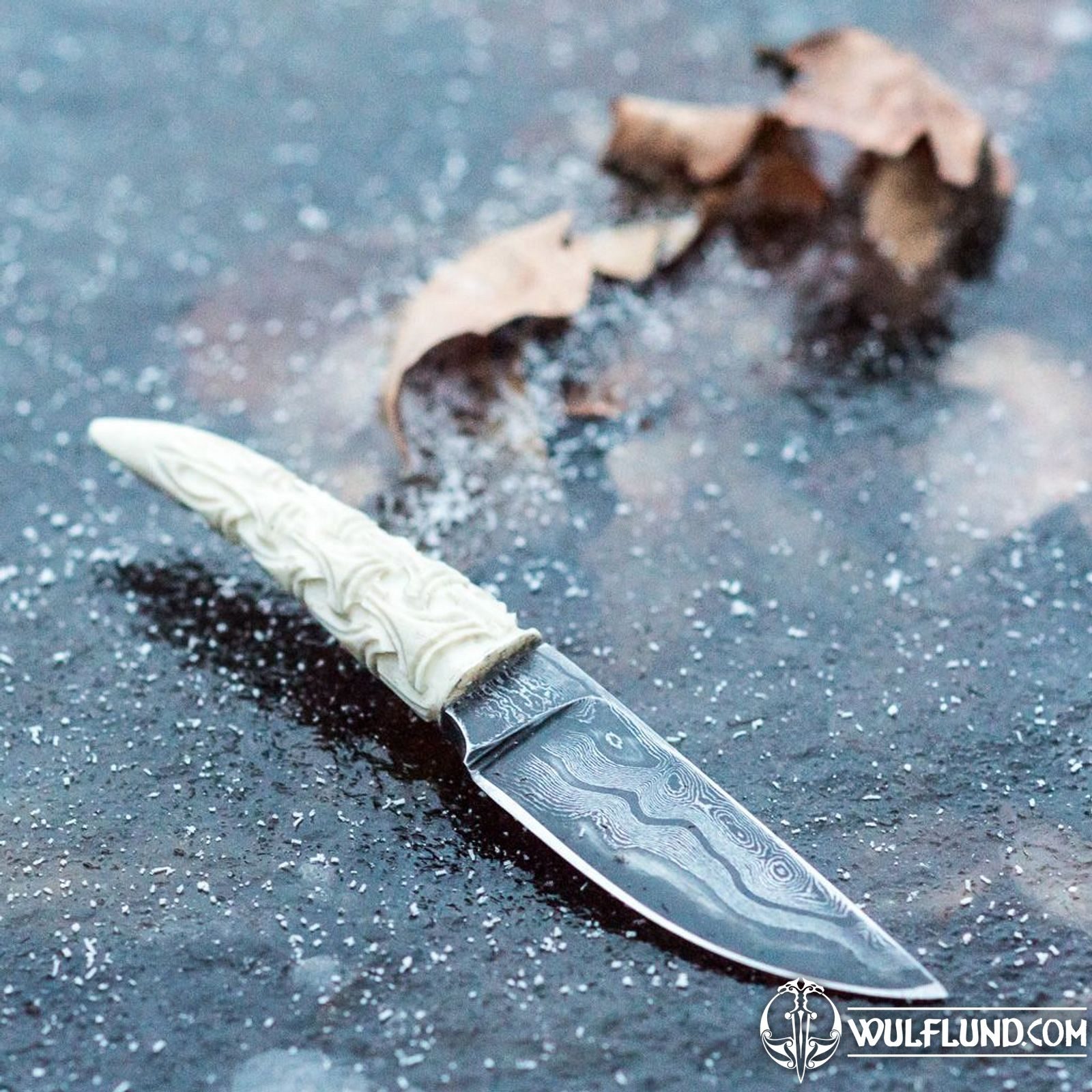 FLÓKI, Viking Knife, antler, damascus steel Drakkaria Historical knives ...