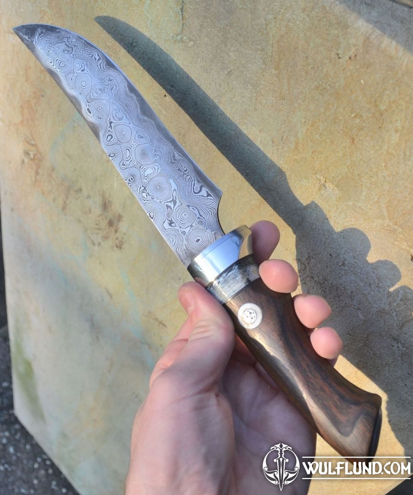 damascus steel knife with meteorite Wulflund