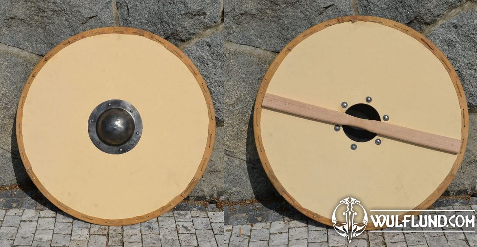 Round Viking shield, plywood, linen, rawhide 70cm Viking shields ...