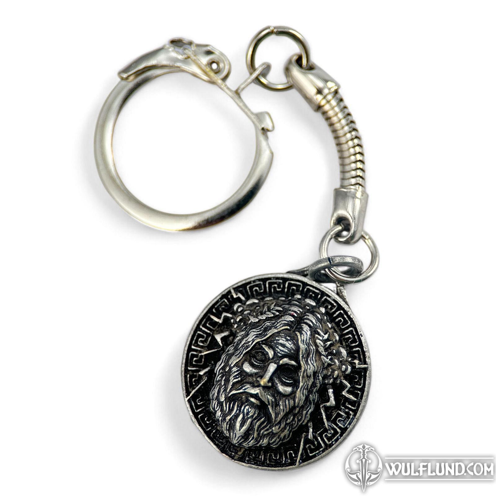 Zeus, Greek God, key ring zinc antique silver Drakkaria keychains ...