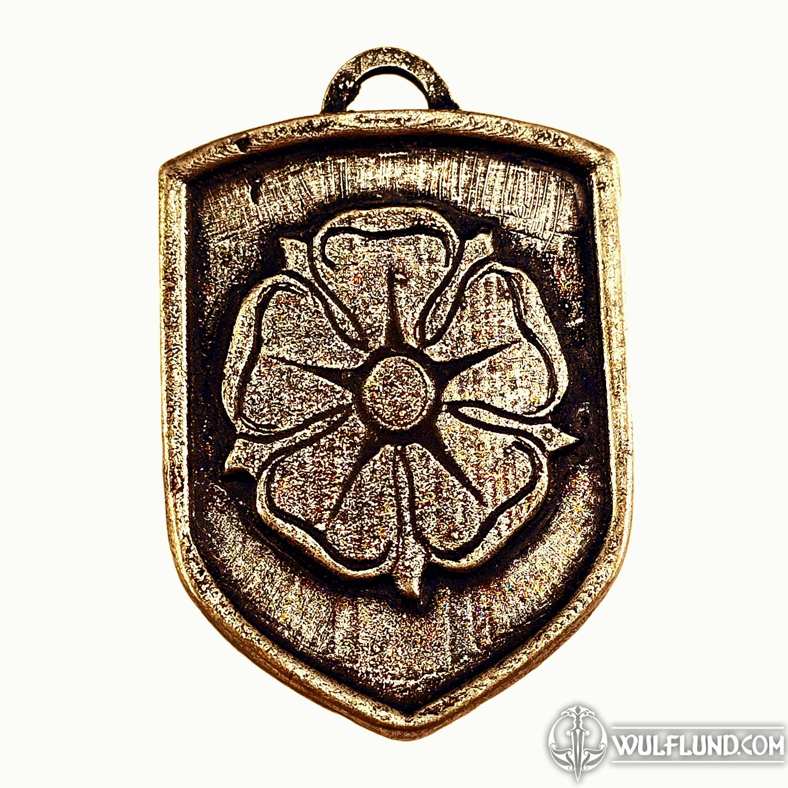 Rose of Rosenberg, medieval coat of arms in shield, zinc, old brass ...