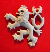 DOUBLE-TAILED LION, symbol of Bohemia, silver pendant Wulflund