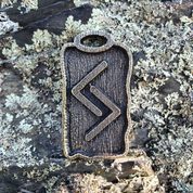 JERA, Anglo-Saxon Futhark Rune Pendant, zinc ant. brass Drakkaria rune ...