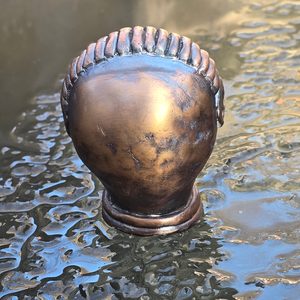 Celtic druid, walking stick head, bronze Wulflund