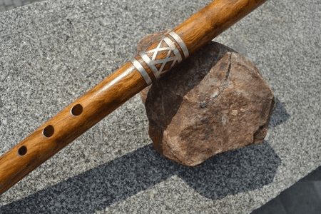 TRADITIONAL FOLK FLUTE, decorated by tin - wulflund.com