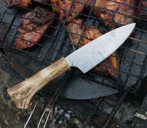 SEAX, hand forged long knife, antler Wulflund